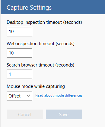 LEAPWORK Documentation: Capture Settings